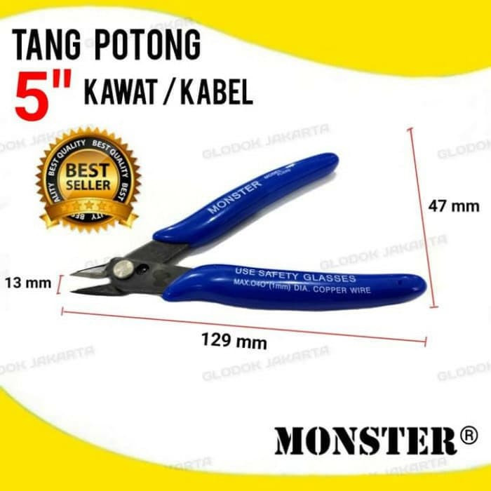 Jual Tang Potong Kawat Kabel Lancip 5 Inch MONSTER 170 Mikro Wire ...