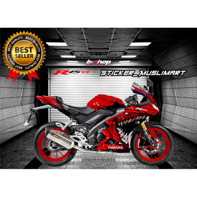 Jual Decal R15 v3 motif sharks variasi Full body merah biru abu keren ...
