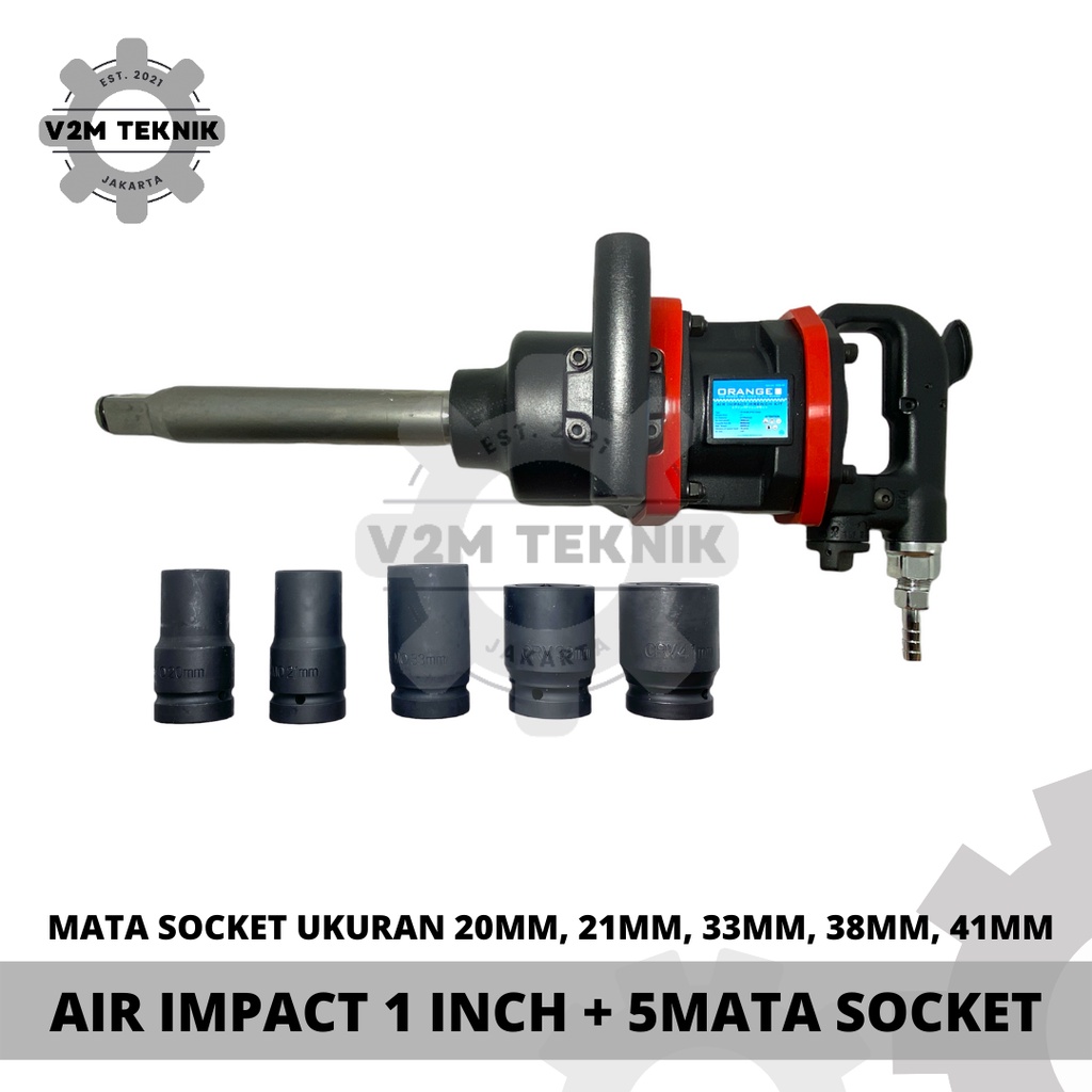 Jual Air Impact Wrench 1 Inch + 5 Mata / Alat Pembuka Ban Angin + 5 ...