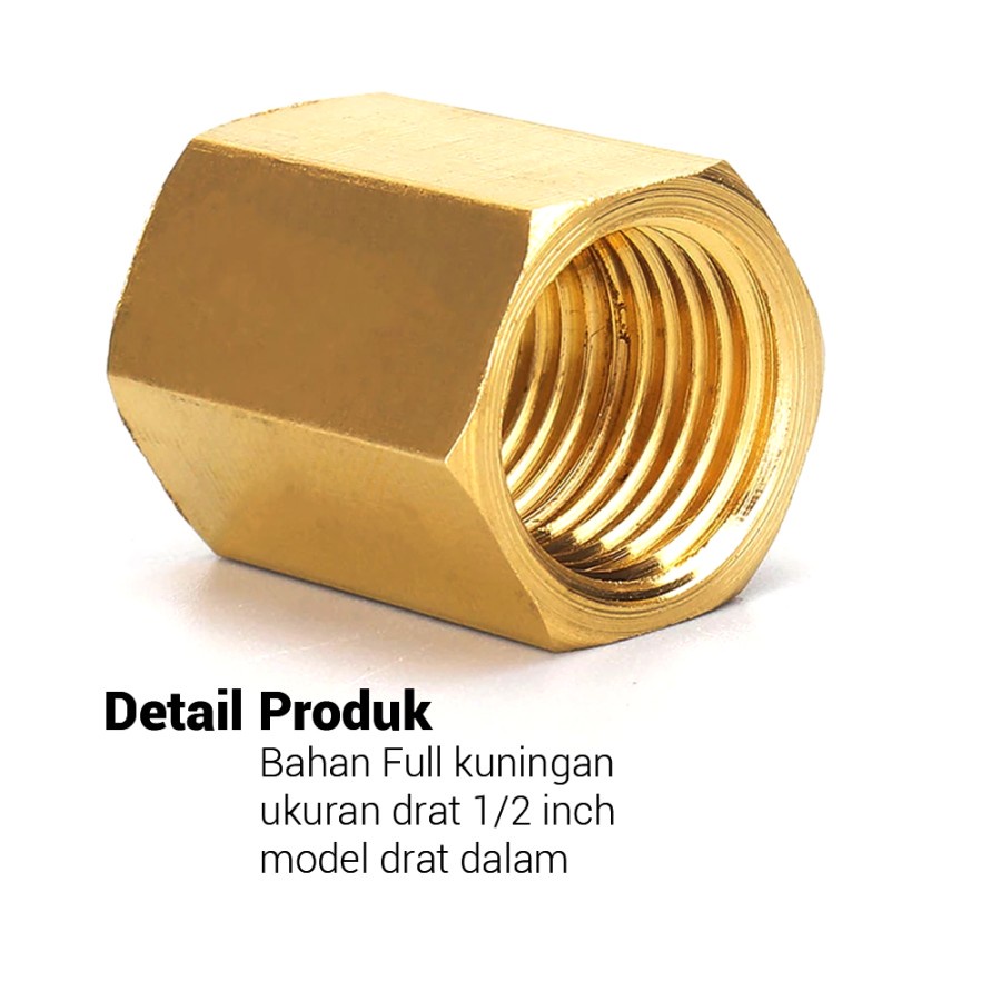 Jual Konektor Double Drat dalam Double Nepel Ukuran 1/2 inch Bahan Kuningan | Shopee Indonesia