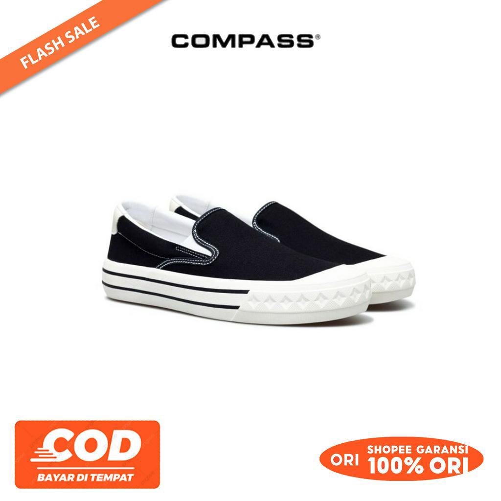 Jual [ORIGINAL NEW] Sepatu Compass Retrograde Slip On Blackwhite ...