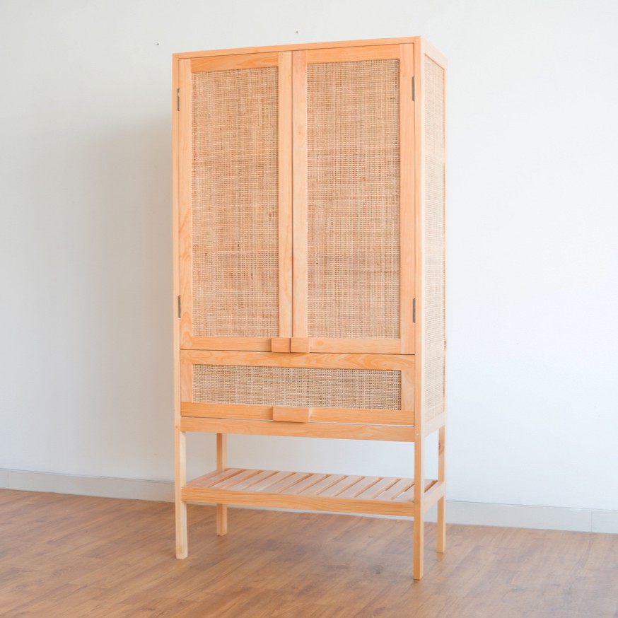 Jual Uwitan Harumi Wardrobe + Drawer - Harumi Lemari Rotan dengan Rak ...