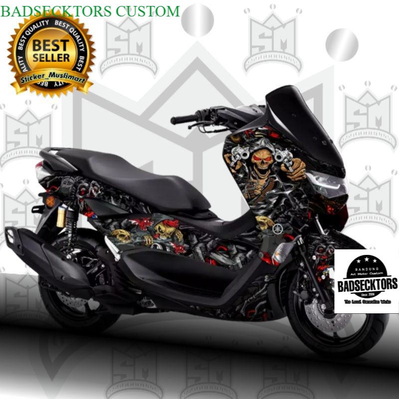 Jual Decal Sticker New Nmax 2020 Skull Hitam Full Body keren | Shopee ...