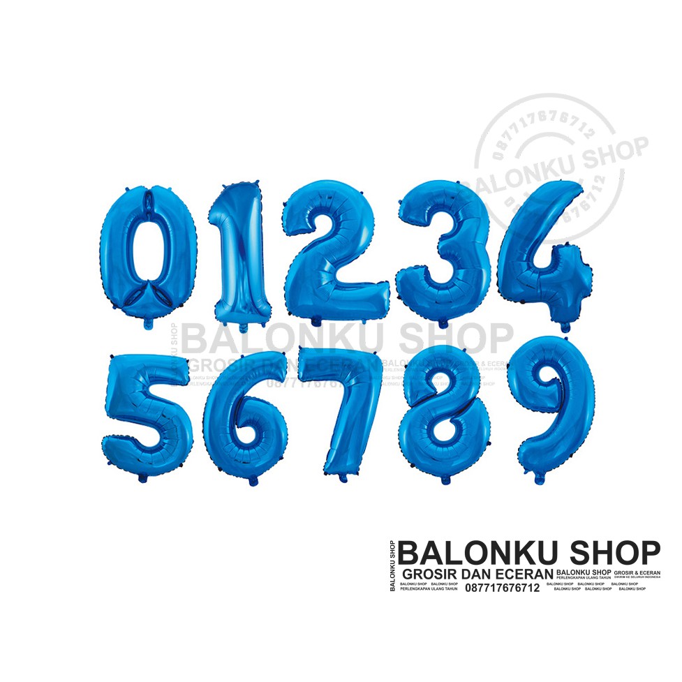 Jual Balon Foil Angka Jumbo Biru Polos 80 Cm / Balon Angka Jumbo 80cm ...
