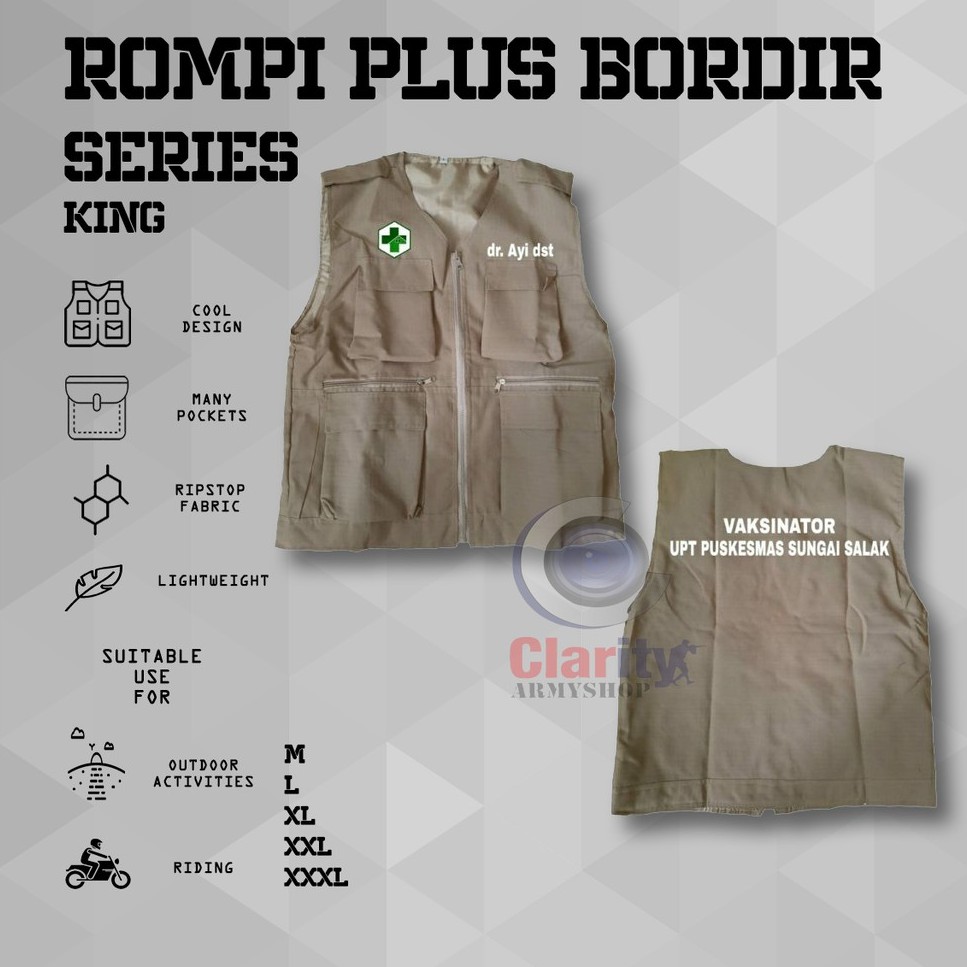 Jual Rompi King Plus Bordir/Rompi Lapangan/Rompi Kerja | Shopee Indonesia
