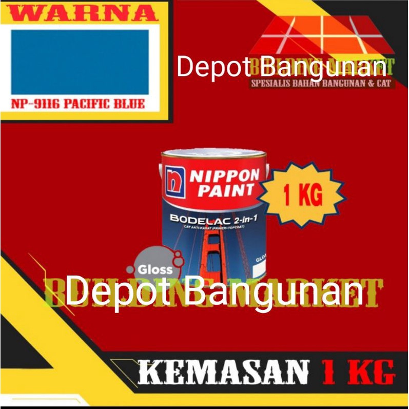 Jual Cat Besi Nippon Paint Bodelac 2 IN 1 NP 9116 PACIFIC BLUE 1 KG ...