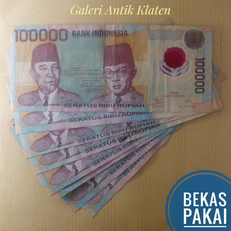 Jual Asli VF 100000 Rupiah 1999 polimer Rp 100.000 polymer uang kuno ...