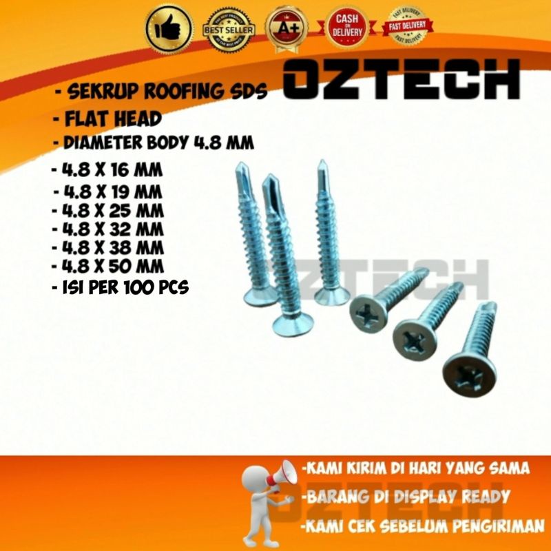 Jual Sekrup sds roofing flat head / skrup baja ringan 100pc | Shopee ...