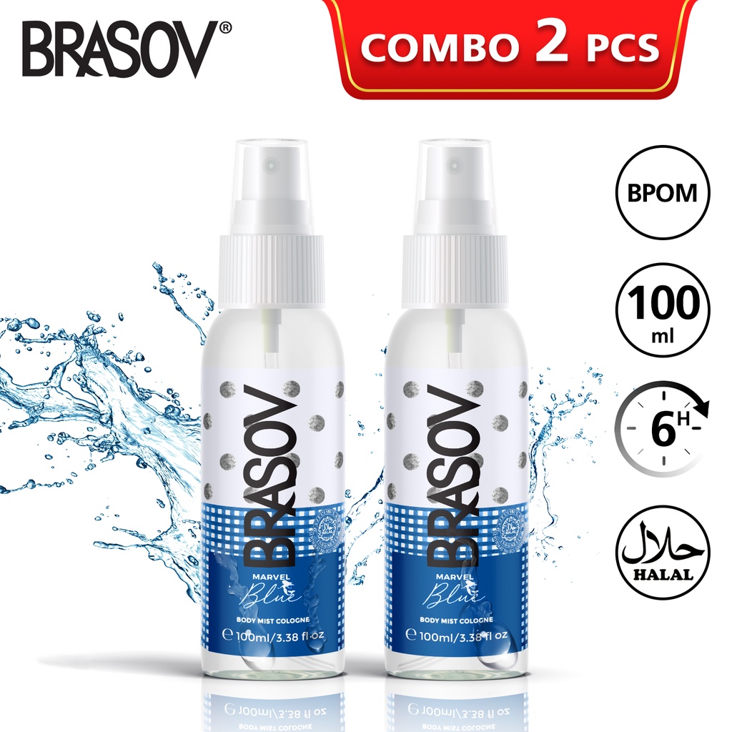 Jual BRASOV Body Mist Pria 100 ML 2 Pcs Cologne Spray Parfum Sehari ...