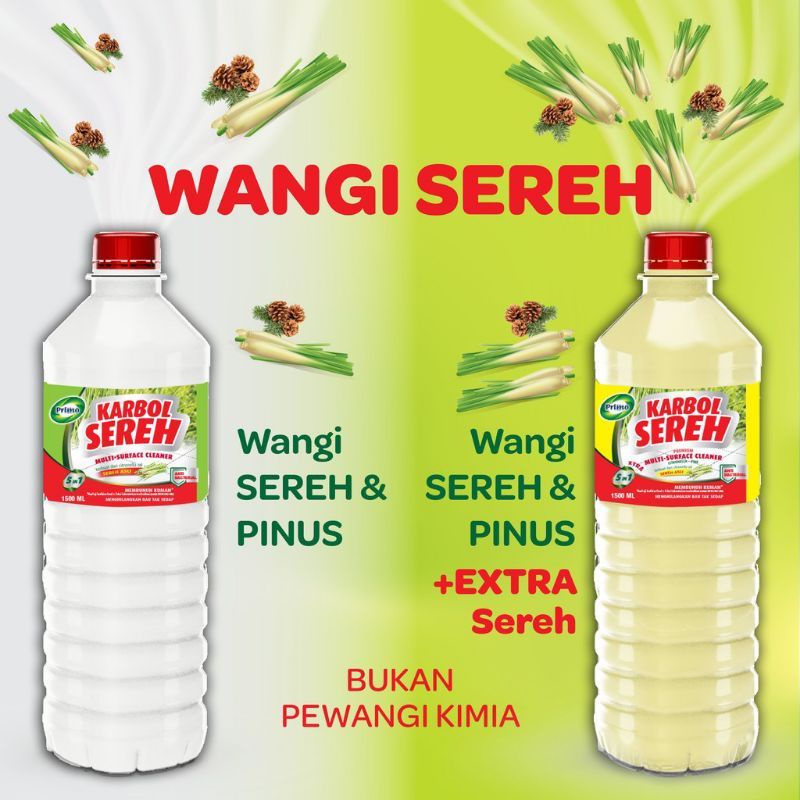Jual Primo Karbol Sereh 1500ml 1.5liter Obat Pel Lantai Citronella ...