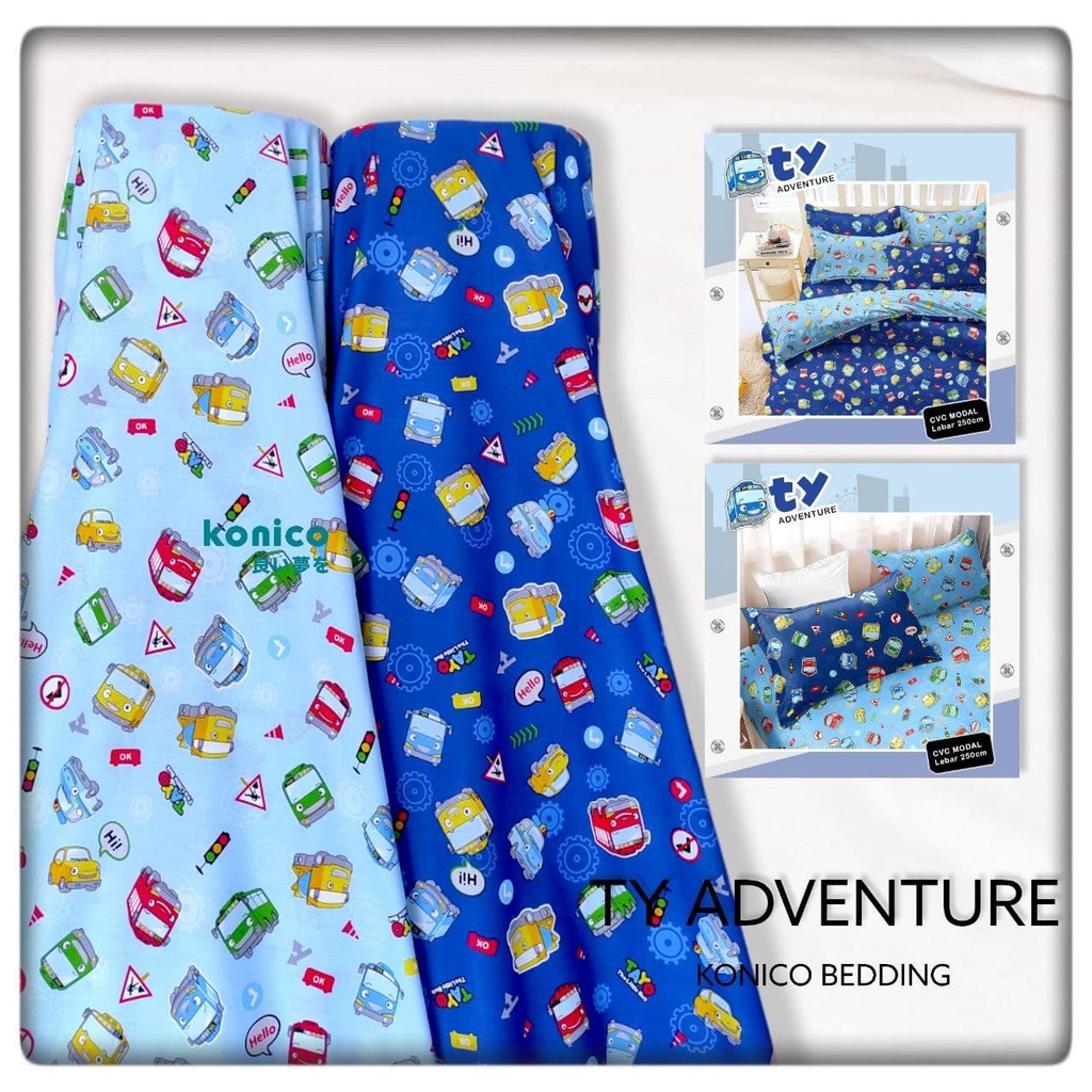Jual KONICO Bahan Kain Sprei katun Motif tabur Anak TAYO ADVENTURE | ELBHE STAR CATRA GROW ...