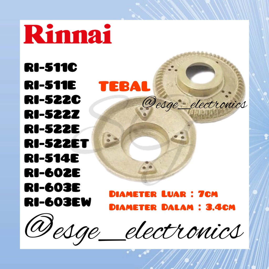 Jual BURNER RINNAI KECIL RI 511C 511E 514E 522C 522E 522CE KUNINGAN ...