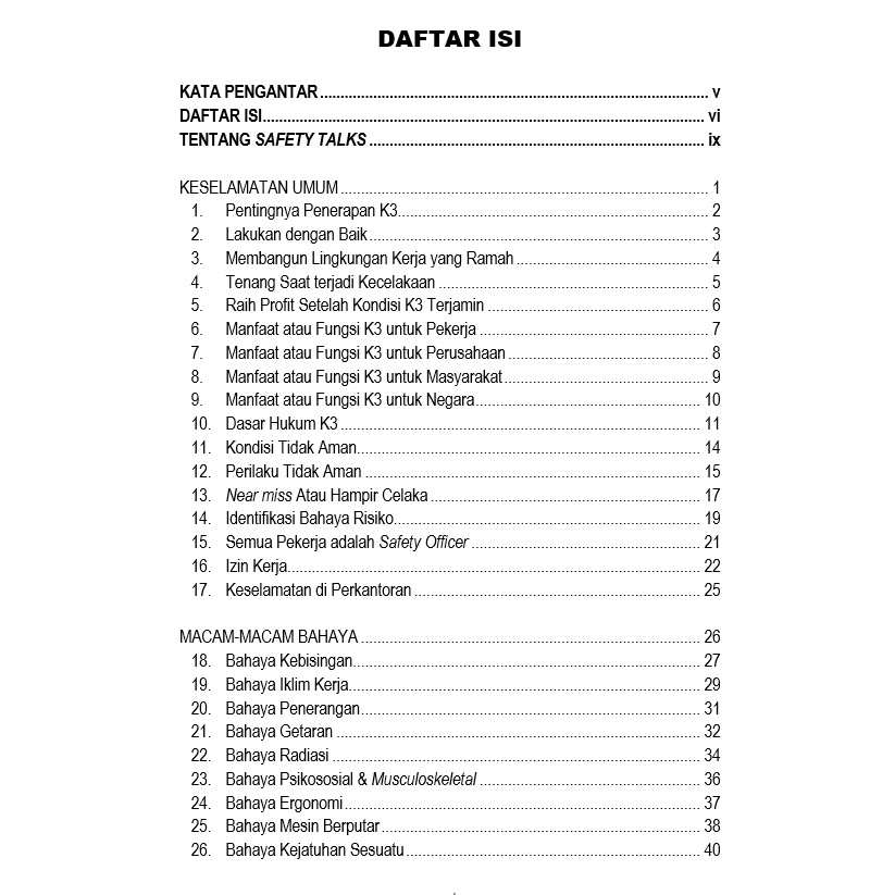Jual Buku 70 Materi Safety Talks Keselamatan kerja dan kesehatan kerja ...