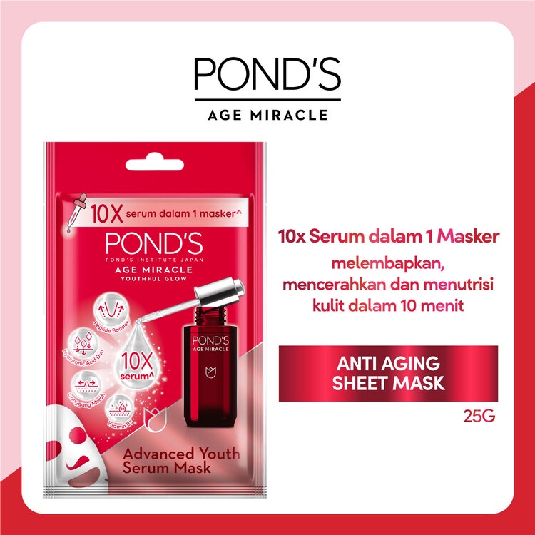 Jual Ponds Age Miracle Serum Sheet Mask Anti Aging 25G | Shopee Indonesia