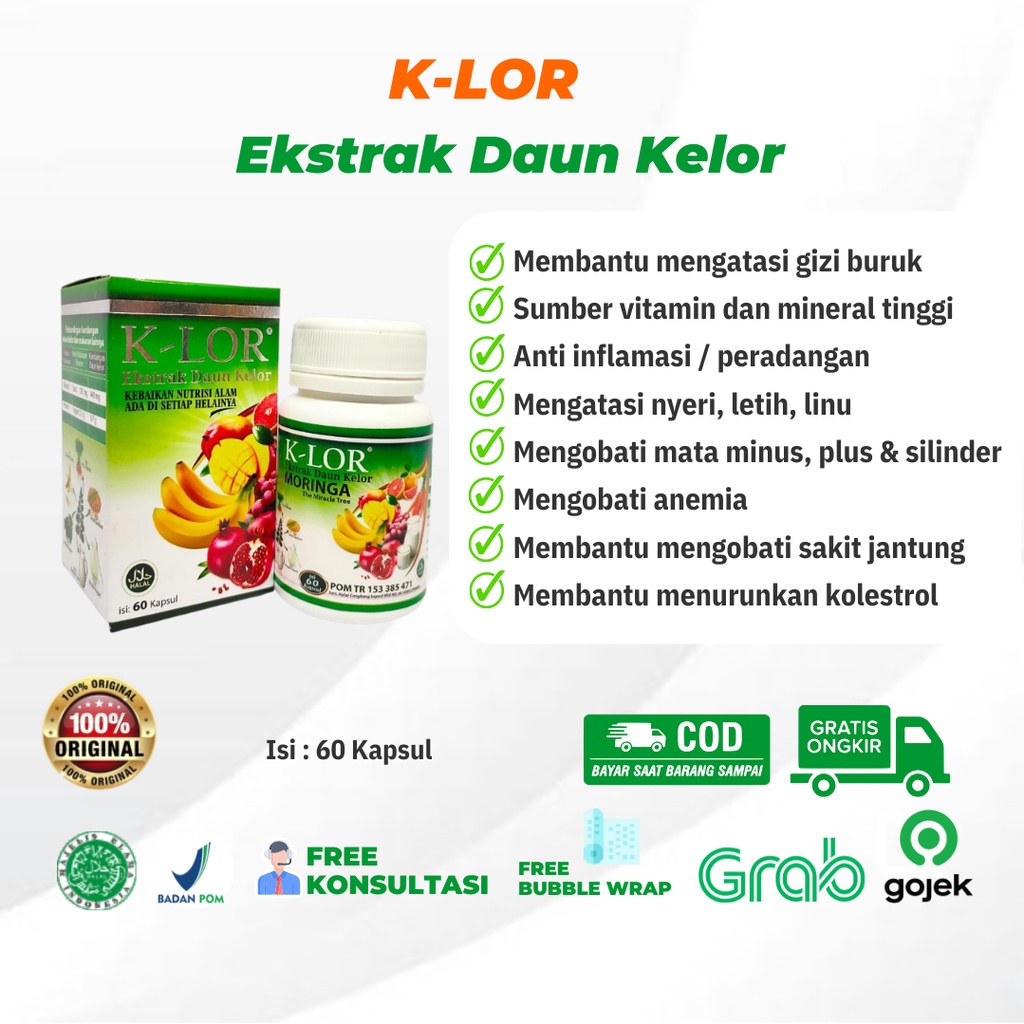 Jual Kapsul Kelor K-Lor Klor Darusyifa Obat Herbal Alami Atasi Gizi Buruk Sakit Jantung ...