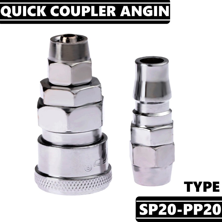 Jual Konektor Quick Coupler angin Type SP20 - PP20 Stainless - Sepasang ...