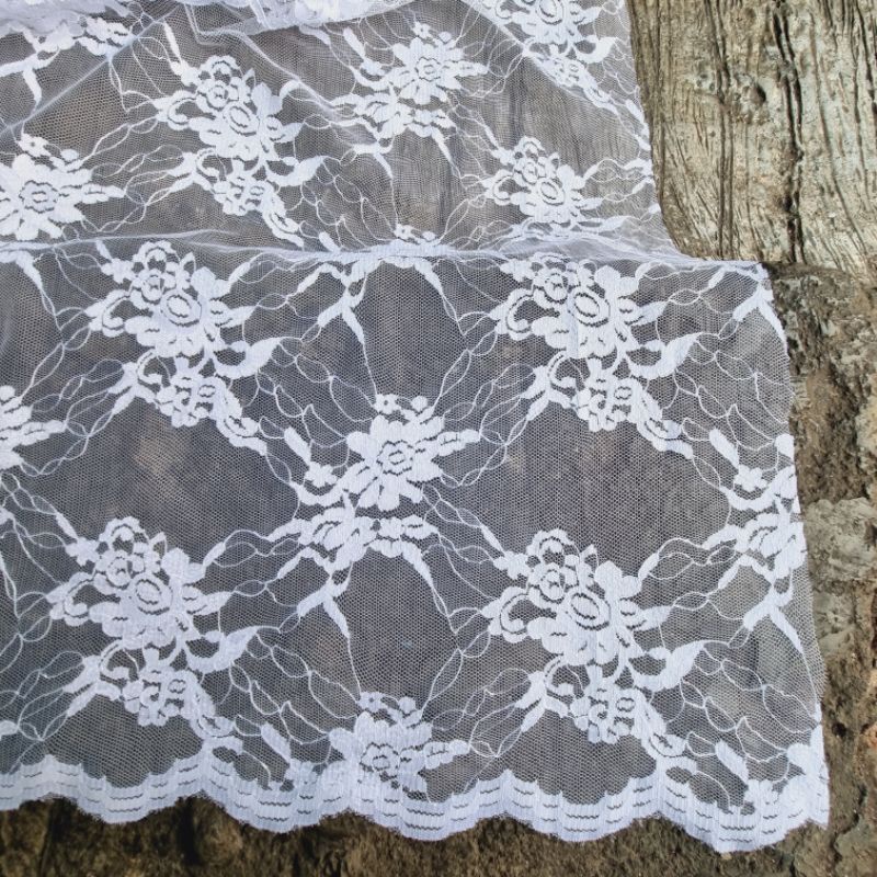 Jual Kain Kebaya Brukat Brokat Putih Bersih Tipis Halus Lebar 110cm per ...