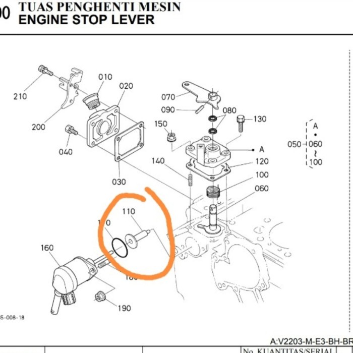 Jual COMPONEN GUIDE SOLENOID U50 V2203 1A021-5560-2 GUIDE STOP ENGINE ...