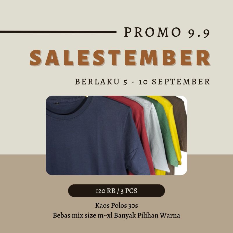 Jual KAOS POLOS SALESTEMBER PROMO!!! | Shopee Indonesia