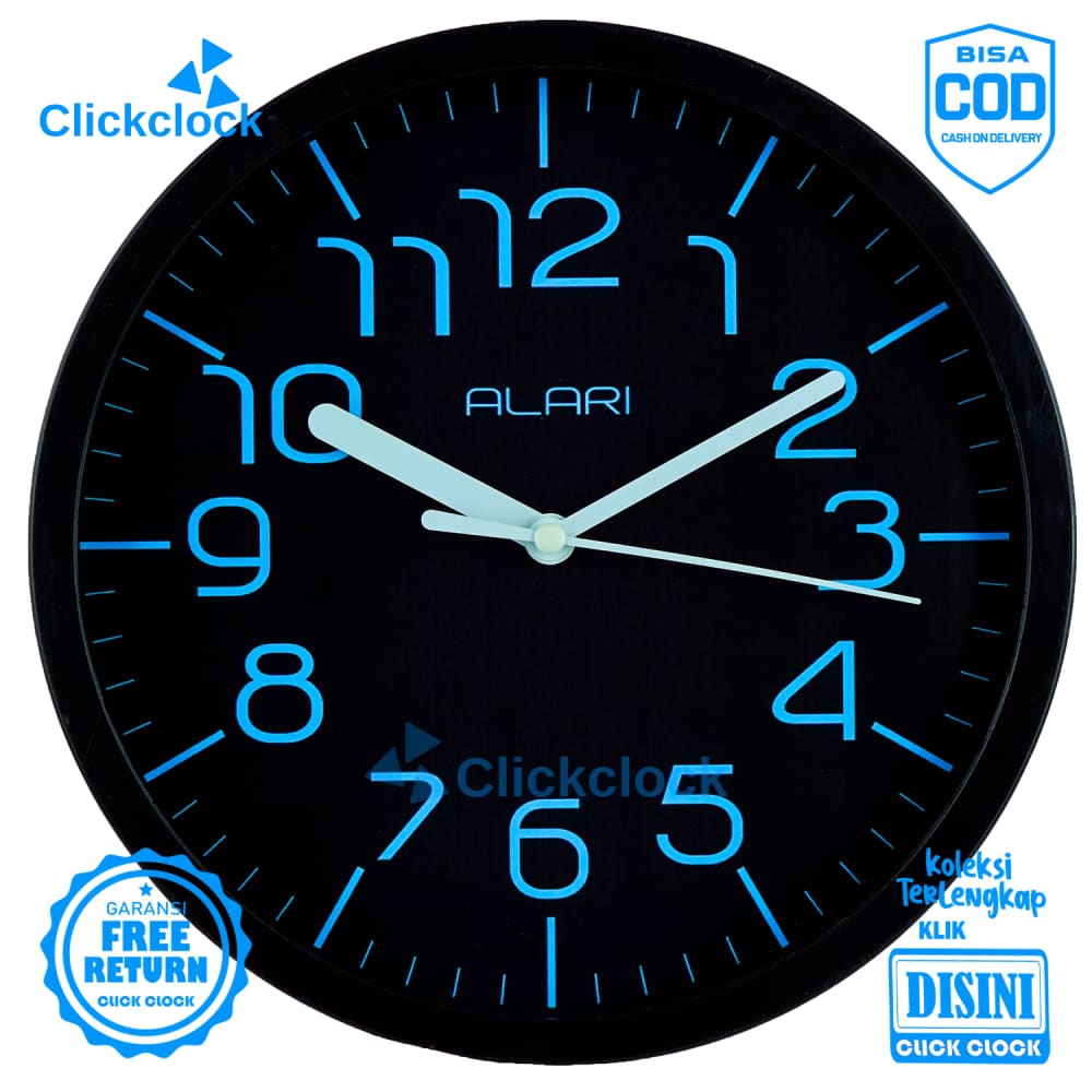 Jual Jam Dinding Quartz Minimalis Blue Alari AL1199 Besar Hiasan ...