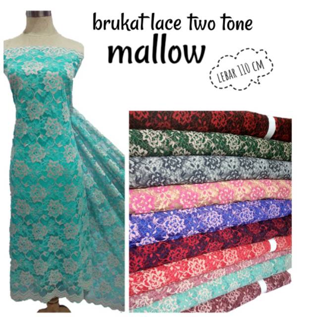 Jual Bahan kain brukat brokat brocade lace two tone seri mallow kain ...