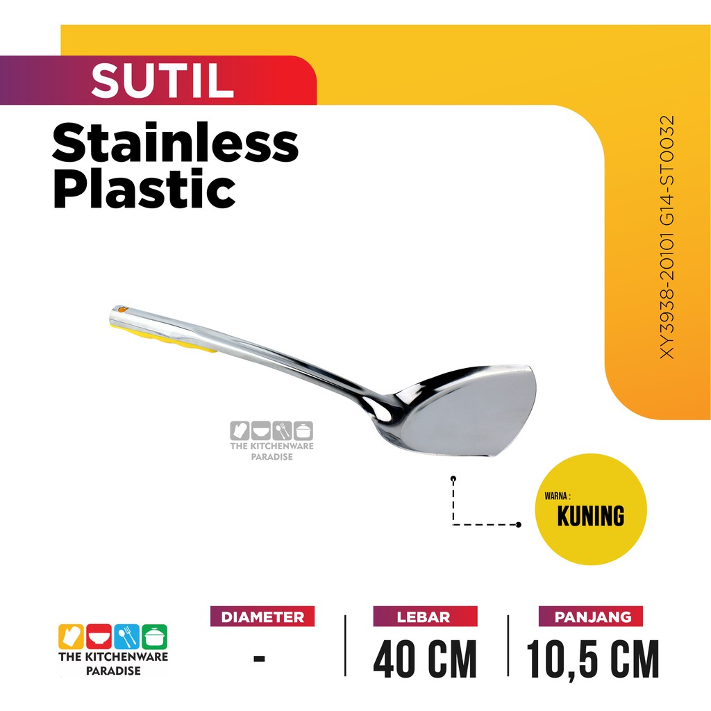 Jual SUTIL SEGI BAHAN STAINLESS PANJANG 40CM DENGAN LIS KUNING | Shopee ...
