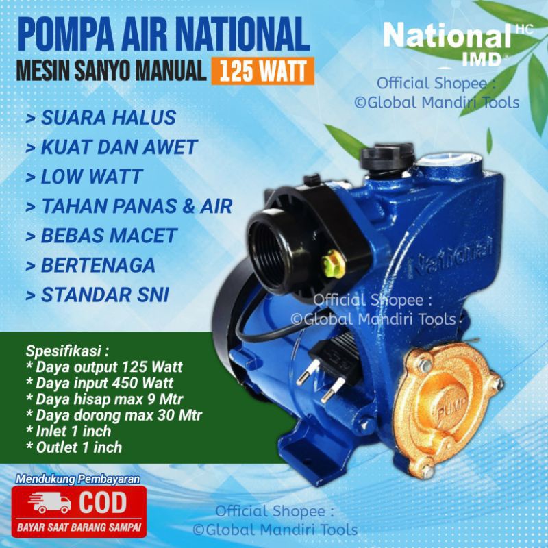 Jual Mesin Pompa Air National TRANS IMD GP-125 (125Watt) SNI 125watt ...