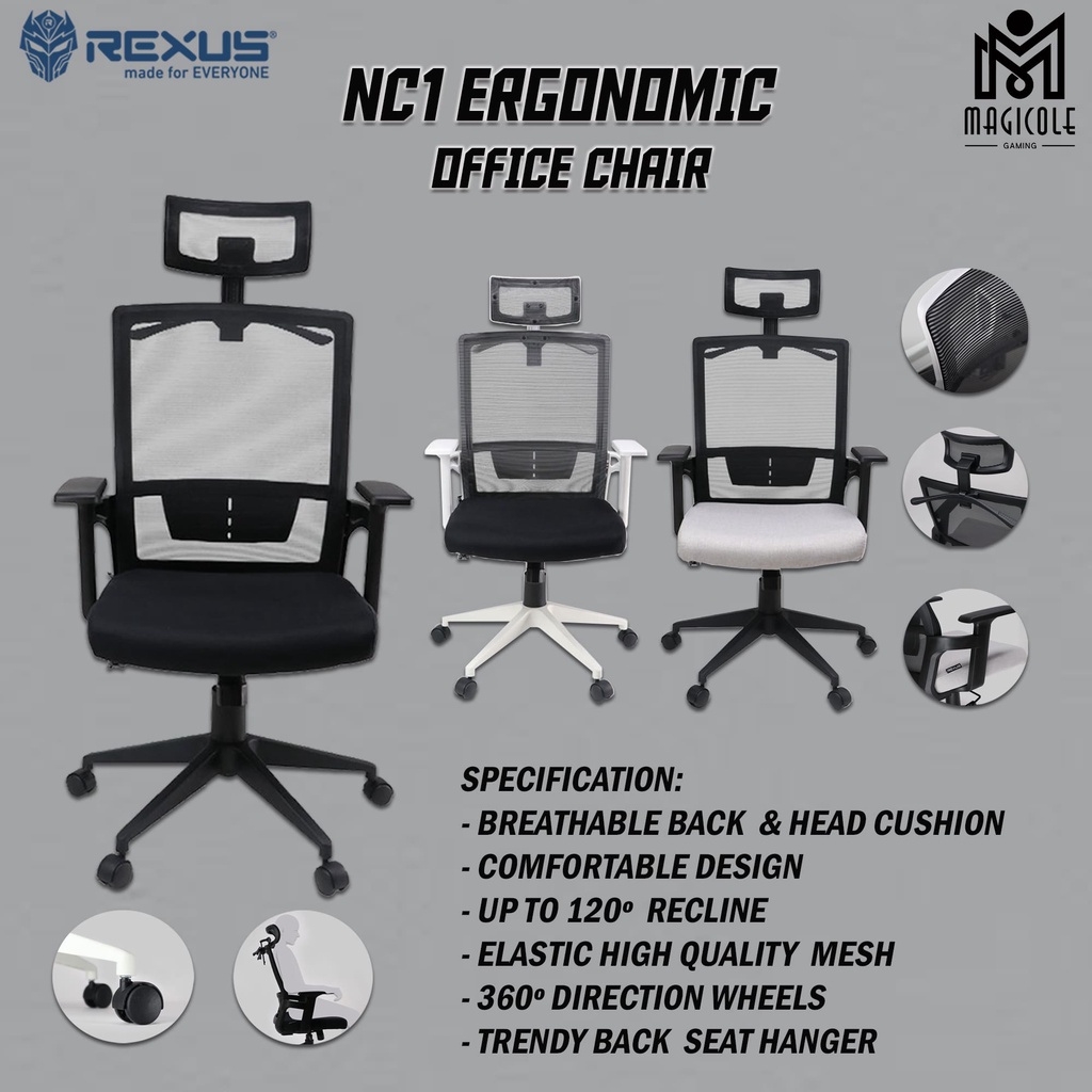 Jual Rexus NC-1 / NC1 Ergonomic Office Chair Kursi Kantor | Shopee ...