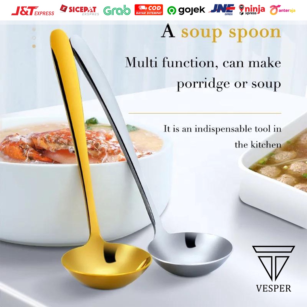 Jual sendok sayur kuah sop bulat stainless / small ladle soup spoon ...