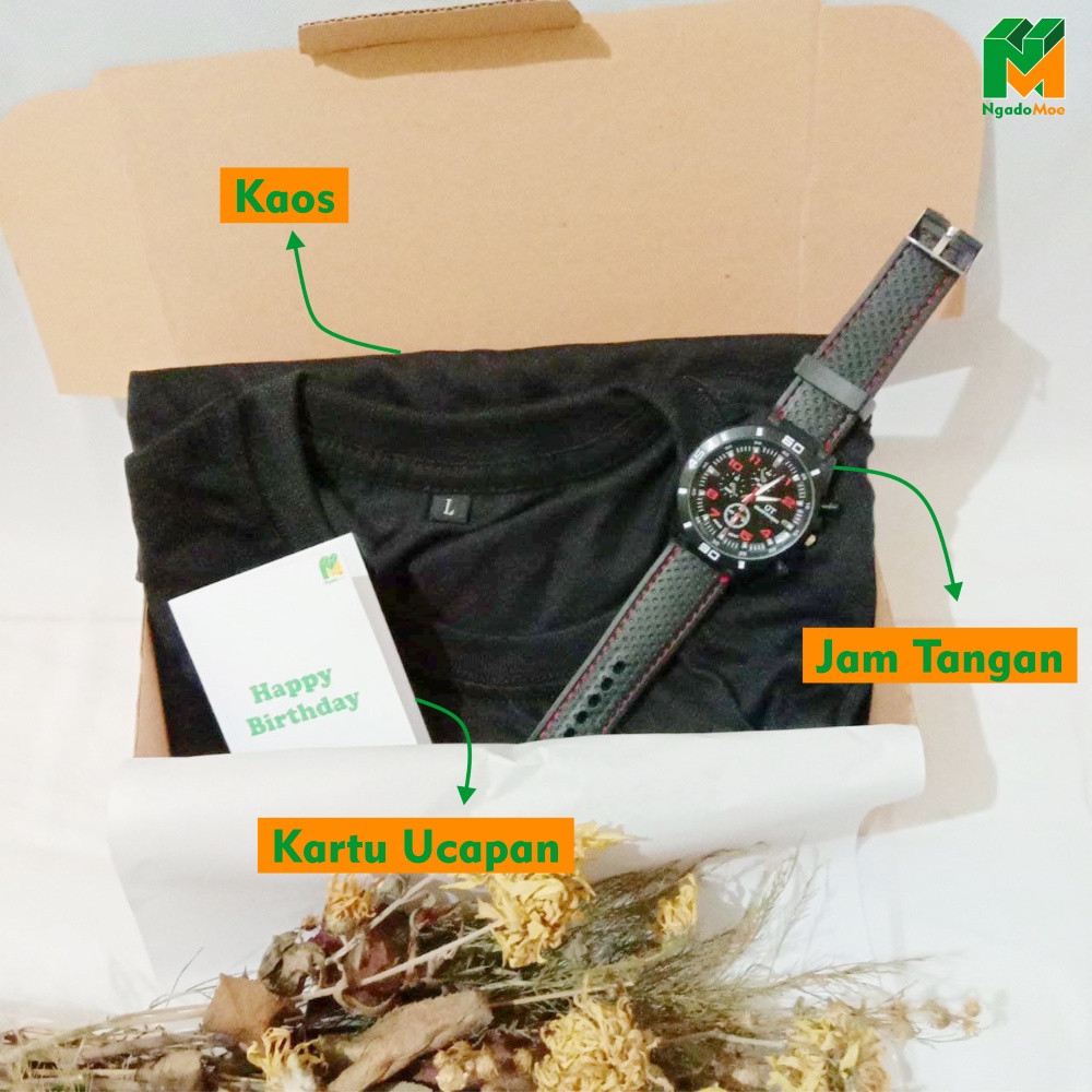 Jual Kado Cowok 1 Paket Ultah Box Lengkap Hampers Jam Tangan Cowok Gift ...