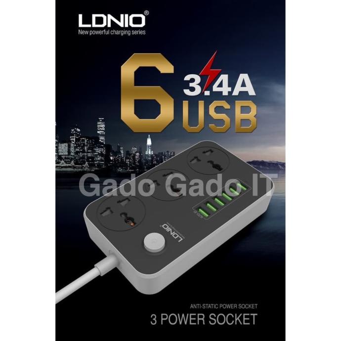 Jual LDNIO Colokan Listrik 3 Power Electrical Multi Socket+6 USB Port 3 ...