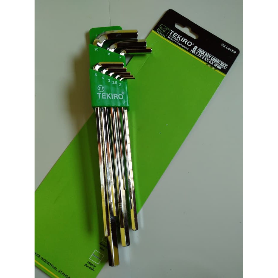 Jual Kunci L Tekiro Set 8pcs Hex Key Long Tekiro Ori (2-10mm) | Shopee ...