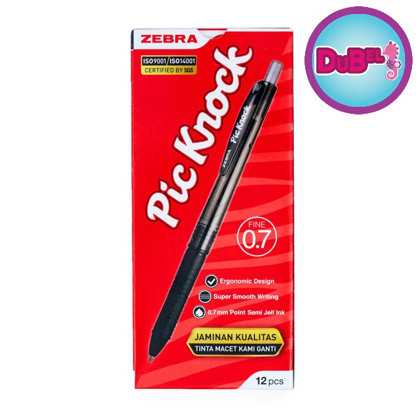 Jual Pulpen Zebra / Pen Zebra Pic Knock 0.7mm / Hitam / 1 Box Isi 12 ...