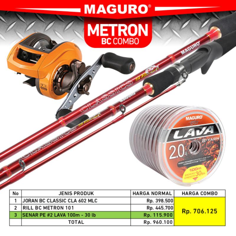 Jual Paket Murah Bait Casting Joran Maguro Classic 602 MLC dan Reel Maguro Metron 101 Handle ...
