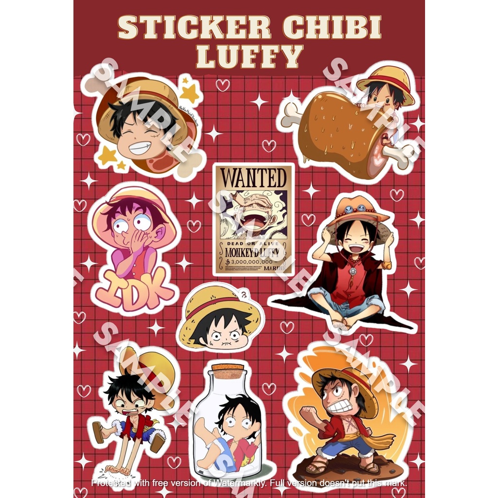 Jual STICKER CHIBI A6 ONE PIECE STAW HAT PIRATES VER LUFFY ZORO SANJI ...