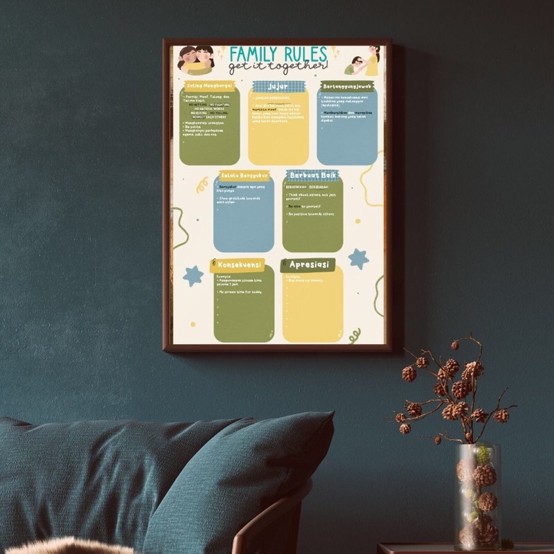 Jual Print Out Kids Family Rules Board (peraturan dalam keluarga ...