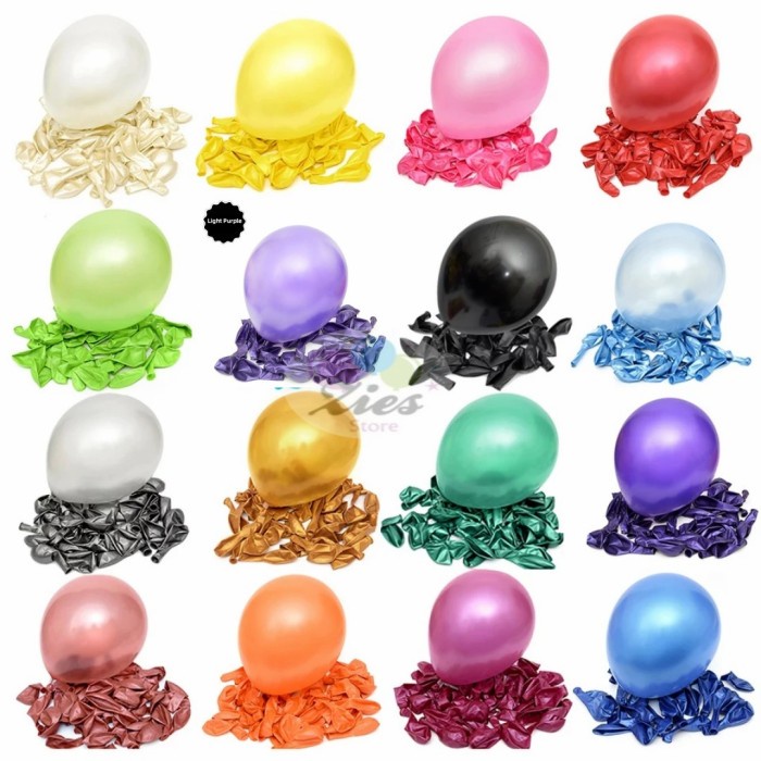 Jual balon latex metalik / balon karet polos perpack 12 inch ( isi 100 ...