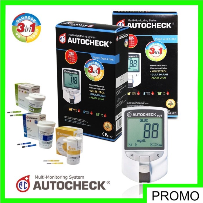 Jual Alat Cek Gula Darah Asam Urat Kholesterol Autocheck 3in1 Onemed ...