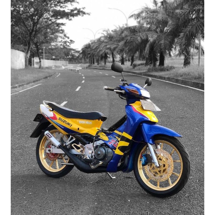 Jual Striping Lis Sticker Standar Ori Suzuki Satria R 2003 Biru kuning ...