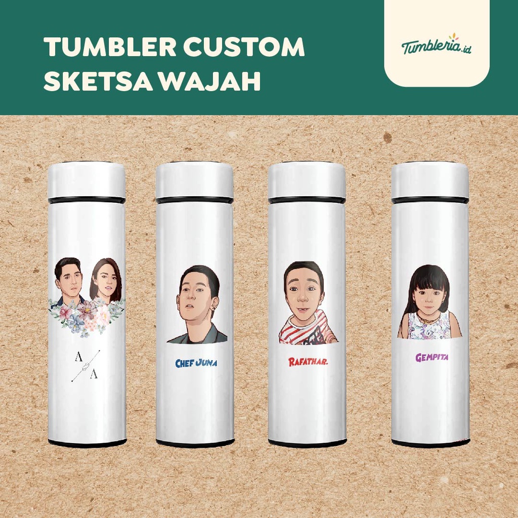 Jual TUMBLER CUSTOM SKETSA WAJAH (FREE DESAIN) / Botol Minum Termos ...