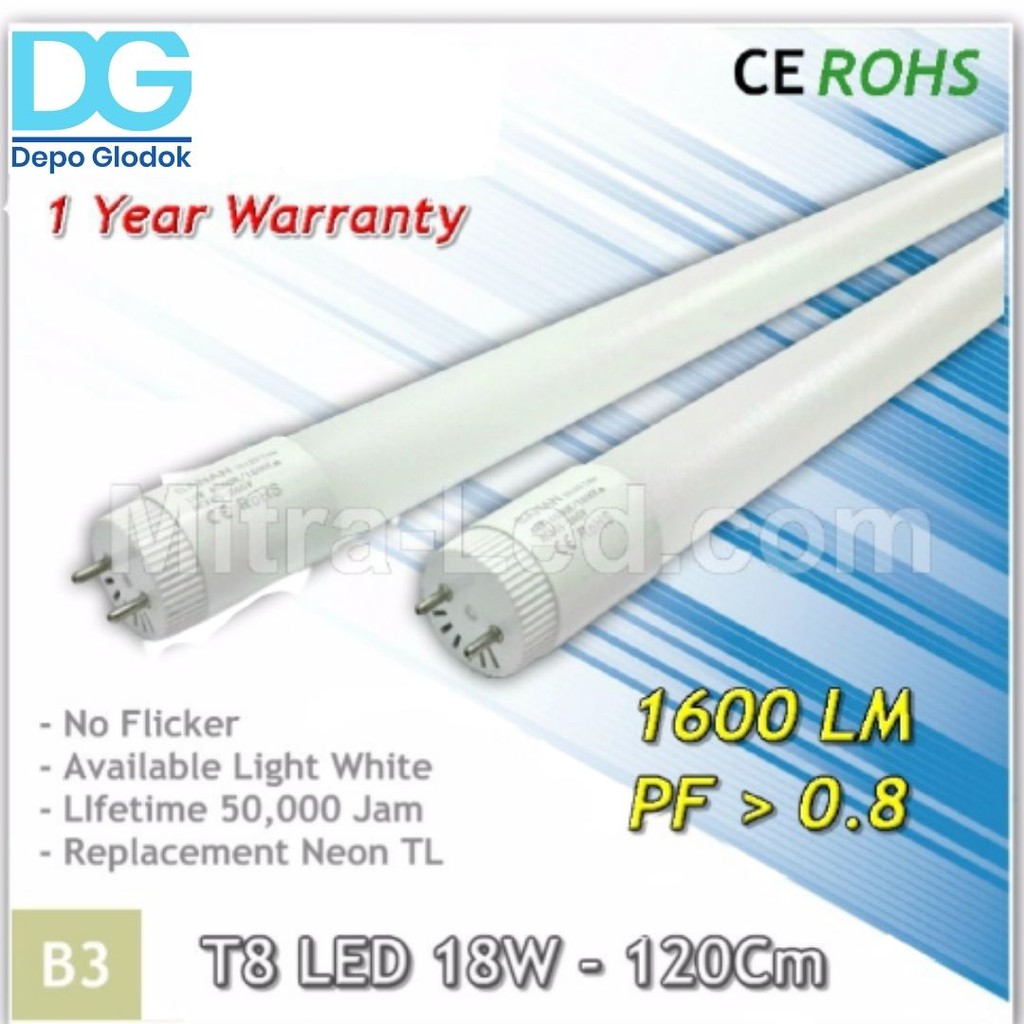 Jual LED TUBE T8 BRILUX 18W 220V 120CM 7000K PLASTIK SINGLE END BERGARANSI | Shopee Indonesia