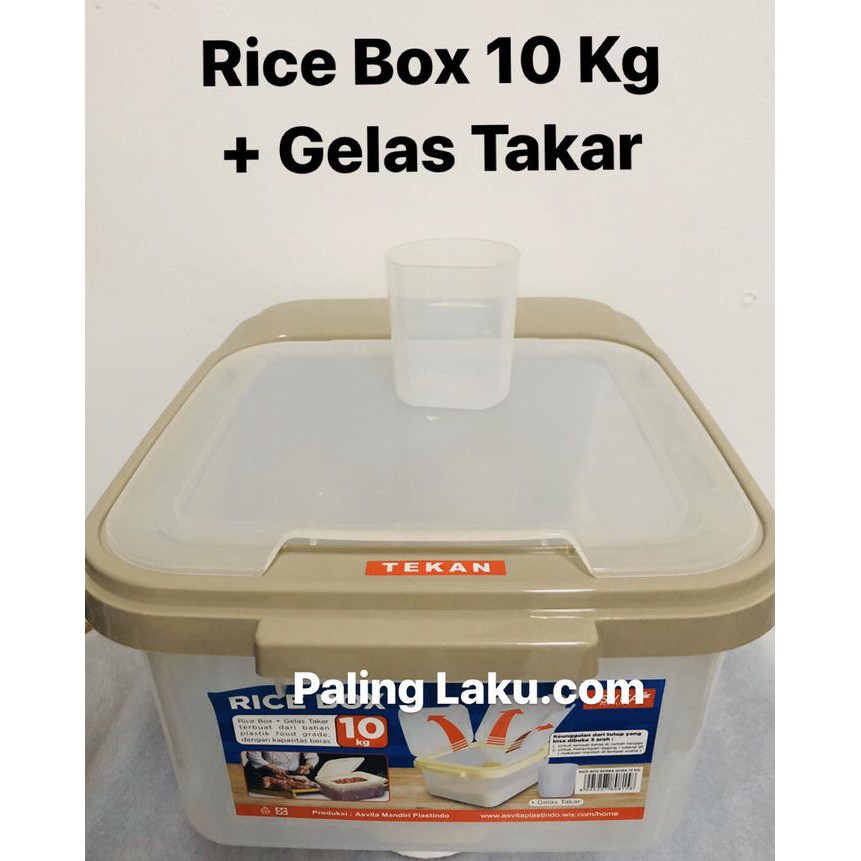 Jual Rice Box BIG 10 kg/ Tempat beras + Gelas Takar | Shopee Indonesia