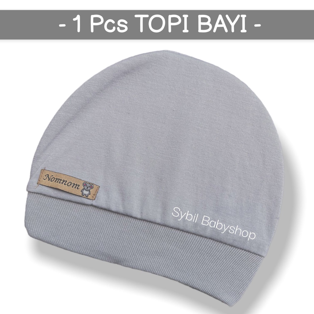 Jual 1 Pcs Topi Bayi Kupluk Polos Anak Topi Bulat Nom - Nom Grey ...