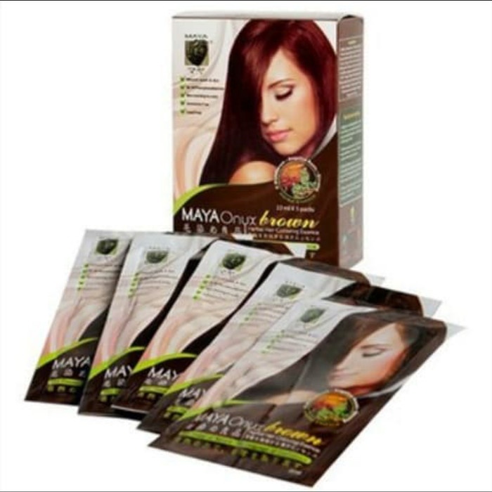 Jual MAYA ONYX SHAMPOO HERBAL CAT RAMBUT BROWN ISI 5 PCS (1 BOX ...
