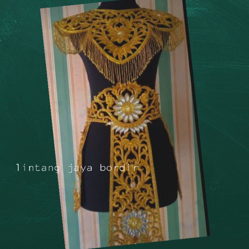Jual renda bordir aplikasi aksesories pakaian adat full payet cantik ...