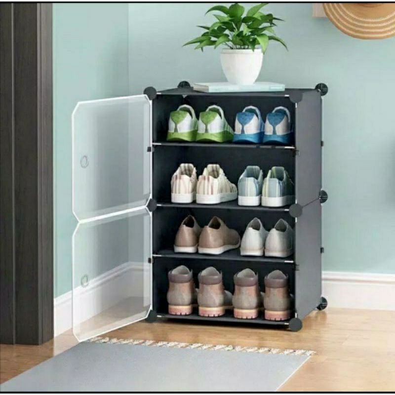 Jual Rak Sepatu Plastik ANTI DEBU 4 Layer Tebal Shoe Rack Portable ...