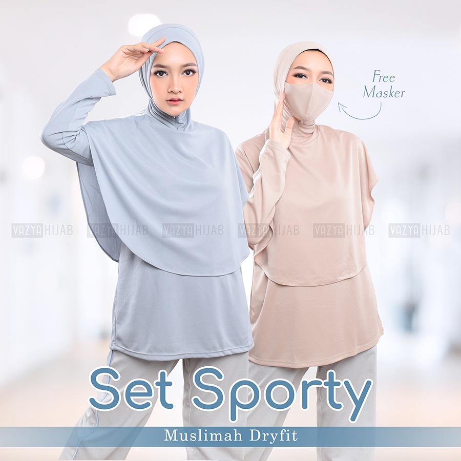 Jual One Set Sporty Muslimah Dryfit (Baju + Hijab + Free Masker ...