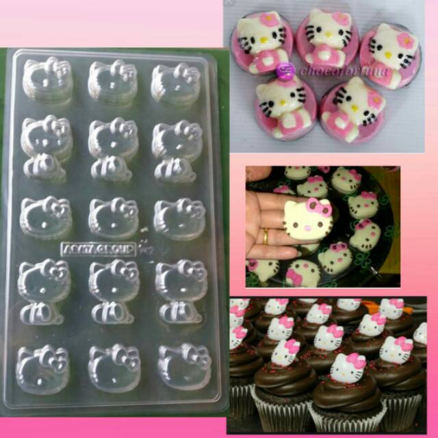 Jual Cetakan Coklat Puding Mika Bentuk Hello Kitty 2 Model | Shopee ...