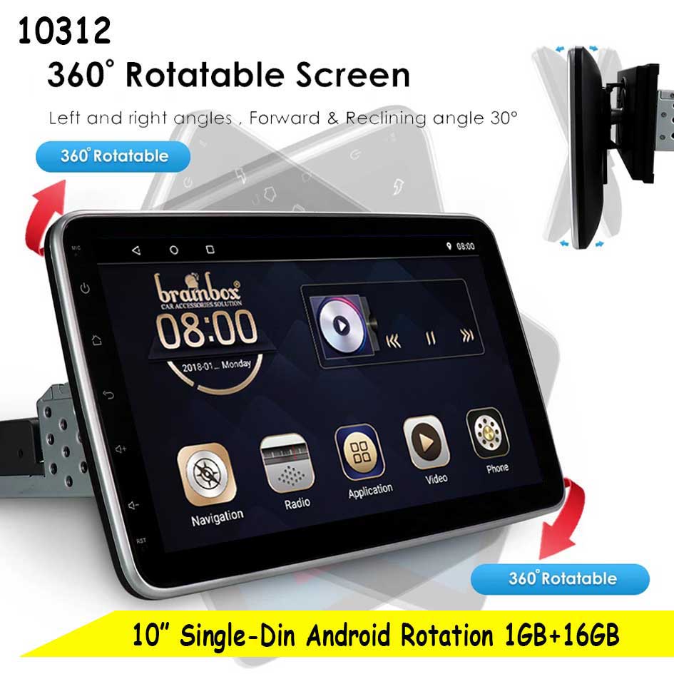 Jual Brainbox TV Mobil Android 1 Din 10 Inch 1GB+16GB Layar Rotasi Head ...