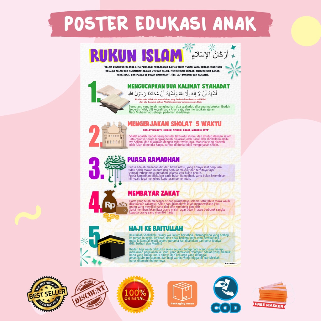 Jual Poster Edukasi Anak Mainan Edukasi Anak Lembaran Gerakan Sholat ...